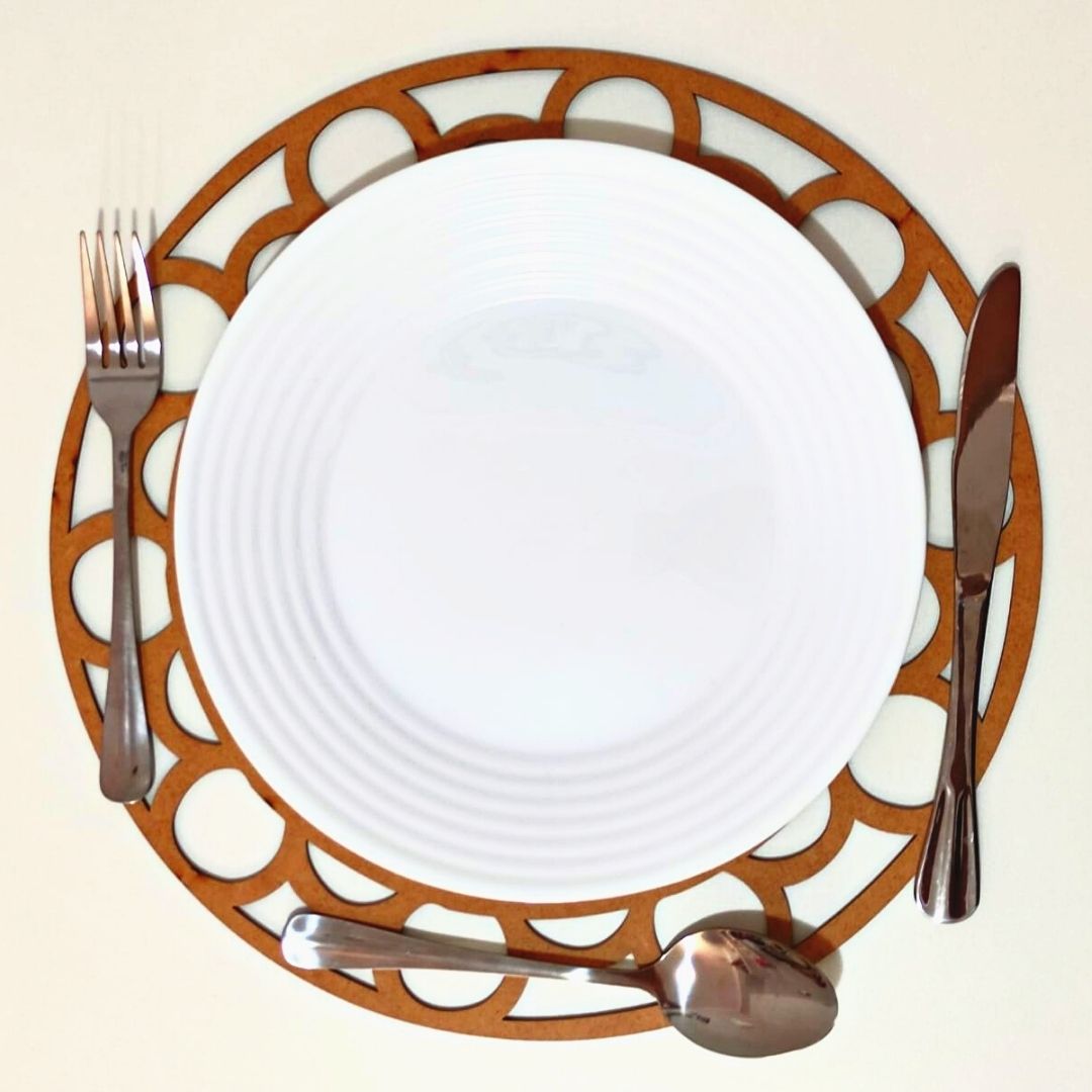 Sousplat em MDF Cru Arabesco 35cm - MDF 3mm - Kit C/ 12 Unid. - LENOBRE